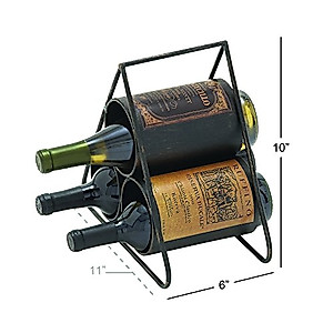 Deco 79 Metal Pyramid Wine Rack, 11" x 6" x 10", Black