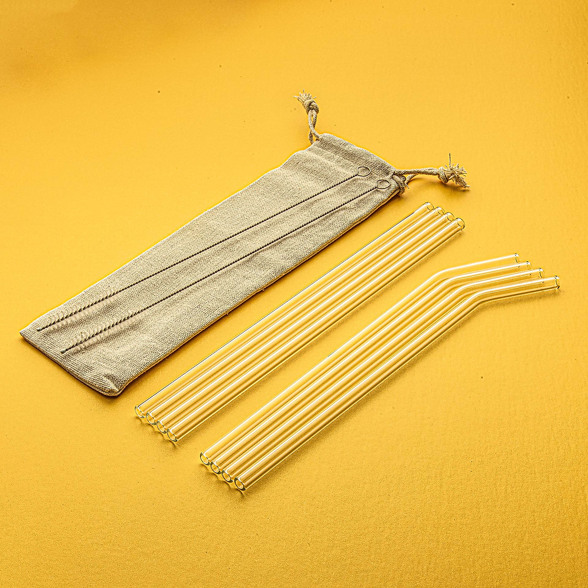 Simplifi It Assorted Clear Glass Straw Set with Nylon Cleaning Brushes (11 PC.) - SI-SGL10-11C