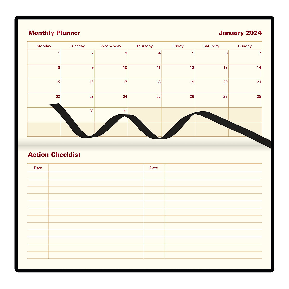 Letts of London Belgravia Weekly/Monthly Planner, 12 Months, January to December, 2024, Appointments, Horizontal, Slim Size, 6.625" x 3.25", Black (C33SBK-24)