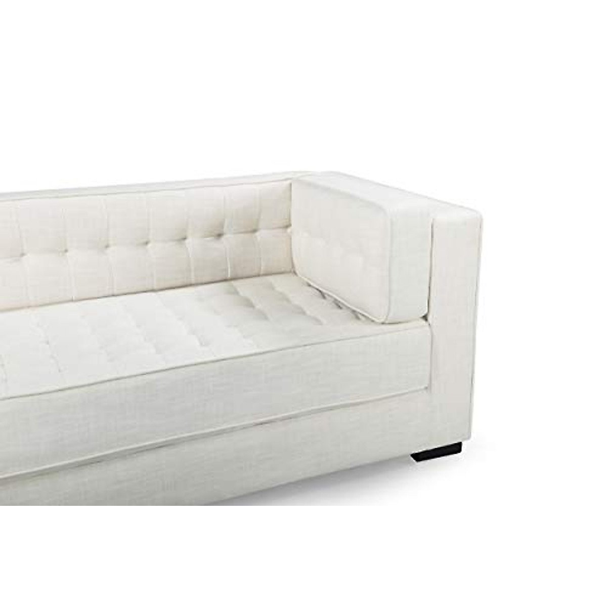 Iconic Home Lorenzo Right Facing Sectional Sofa L Shape Linen-Textured Upholstered Tufted Shelter Arm Design Espresso Finished Wood Legs Modern Transitional, Ecru