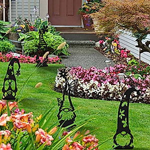 Garden Gnomes, Sanyi Gnomes Garden Decorations for Yard, 23" Large Garden Stakes Decorative, Hollow Out Silhouette Metal Garden Decor for Lawn, Metal Yard Art (4 PCS)