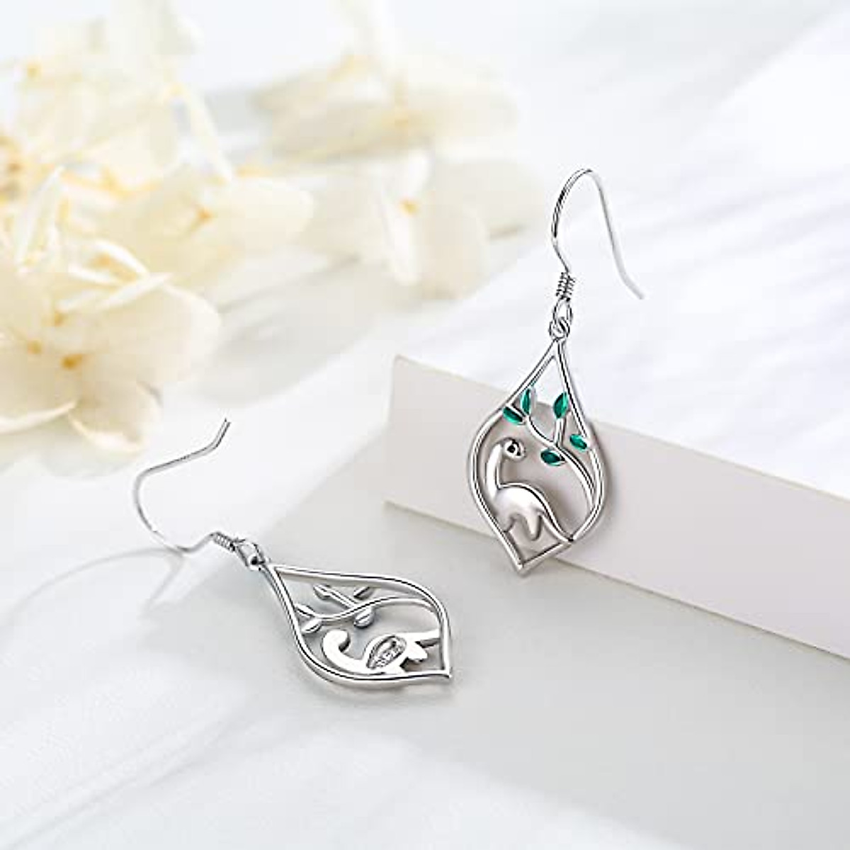 Dinosaur Earrings for Women 925 Sterling Silver Cute Dinosaur Dangle Earrings Hypoallergenic Dinosaur Jewelry Gifts for Women Teens Wife Birthday Christmas