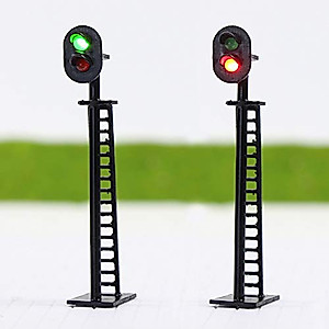JTD03 5pcs Model Railway 2-Light Block Signal Green/Red HO Scale 6.4cm 12V Led Traffic Lights for Train Layout New