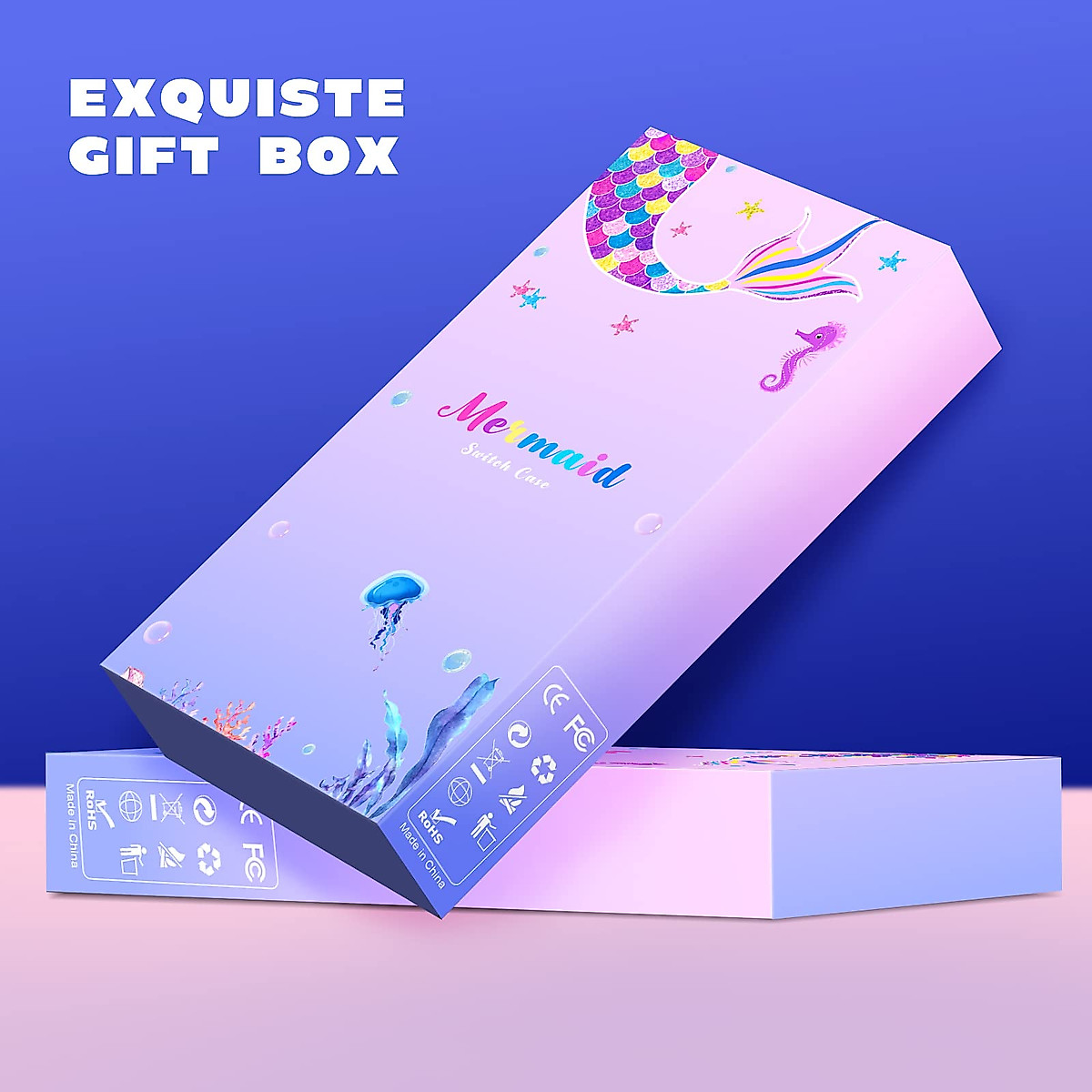 homicozy Purple Mermaid Hard Carrying Case for Nintendo Switch,Soft TPU Protective Case Cover with Portable Travel Case Compatible with Nintendo Switch for Girls