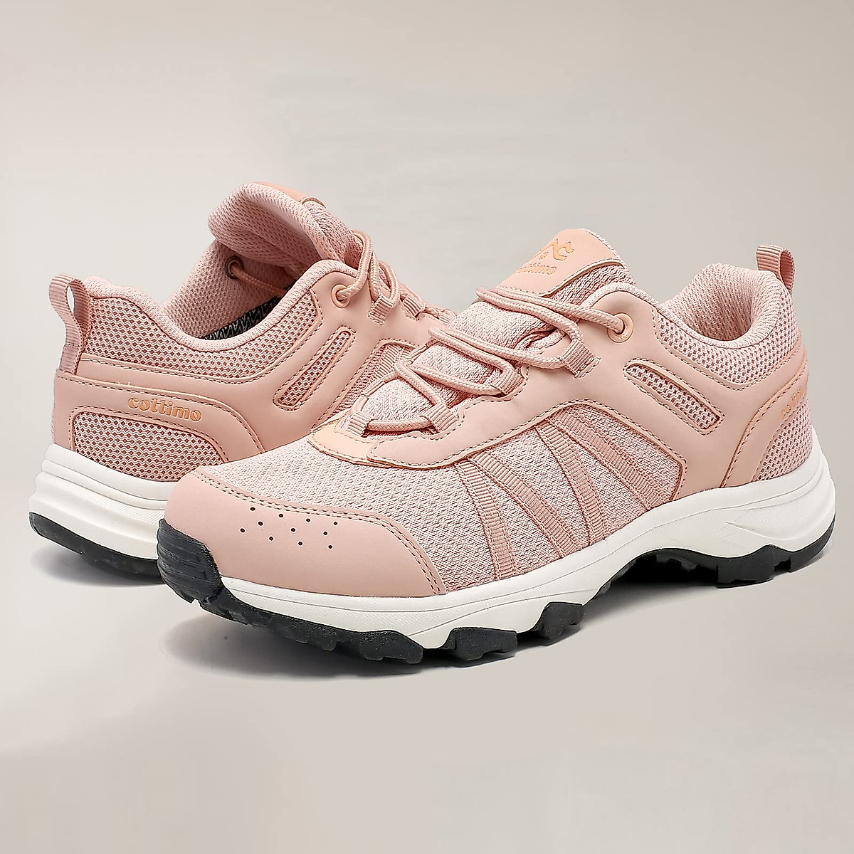 COTTIMO Women's Waterproof Hiking Shoes Non Slip Sneakers Lightweight Tennis Shoes for Work Walking Running Trekking Trail Shoes Pink