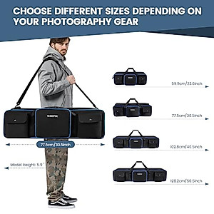 YOREPEK Tripod Carrying Case Bag 50.5", Resistant Light Stand Bag with 2 Removable Padding, Photo Studio Equipment Case for Tripods, Monopods, Speaker Stands, Umbrellas, Gear, Mic Stand, Tent Pole