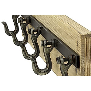 Deco 79 Wood 5 Hangers Wall Hook, 24" x 4" x 6", Brown