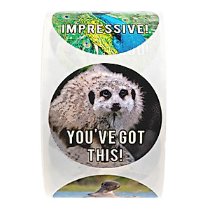 Motivational Animal Stickers / 500 Students Patients Incentive Labels Roll / 1.5" Funny Inspirational Animal School Clinic Reward Sticker / 8 Humorous Designs/Made in The USA
