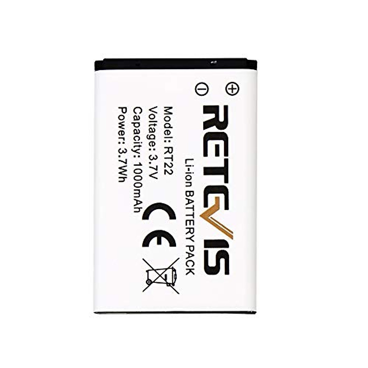 Retevis RT22 RT22S RT15 RT19 Battery Walkie Talkie Original Li-ion Battery 3.7V 1000mAh Compatible RT22 RT22S RT15 RT19 WLN KD-C1 Two Way Radio(2 Pack)