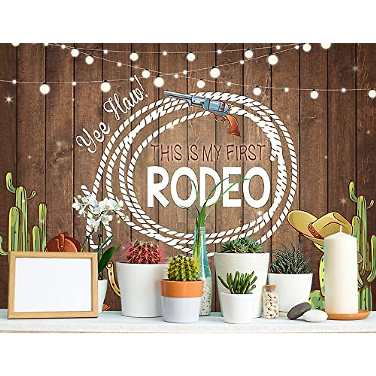 Ticuenicoa 7x5ft This is My First Rodeo 1st Birthday Backdrop Western Cowboy Mexican Cactus Birthday Background for Parties Rustic Wood Baby Shower Backdrops Banner Photo Booth Props