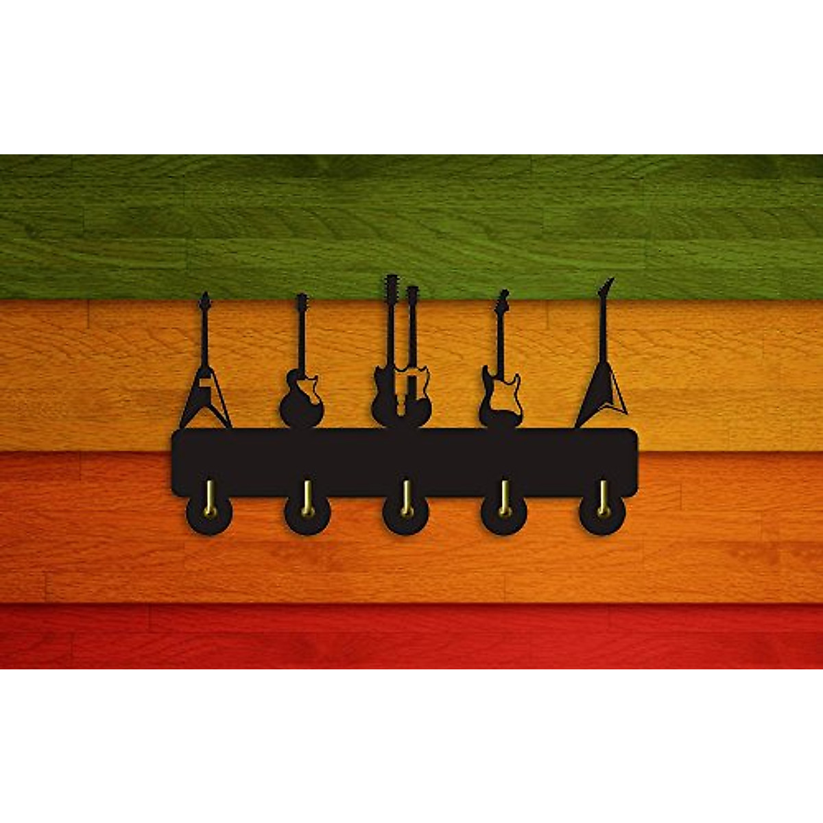 The Geeky Days Guitars Family Design Household Towl Hook Music Instrument Multi-Purpose Wall Coat Bags Clothes Hook Keys Holder Home Decor for Music Lover Gift