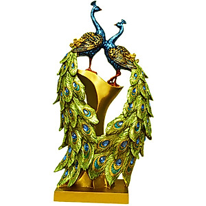 Peacock Figurine Desktop Statue Modern Peacock Ornament Desk Table Statue for Home Bedroom Living Room Garden Office - Style 01