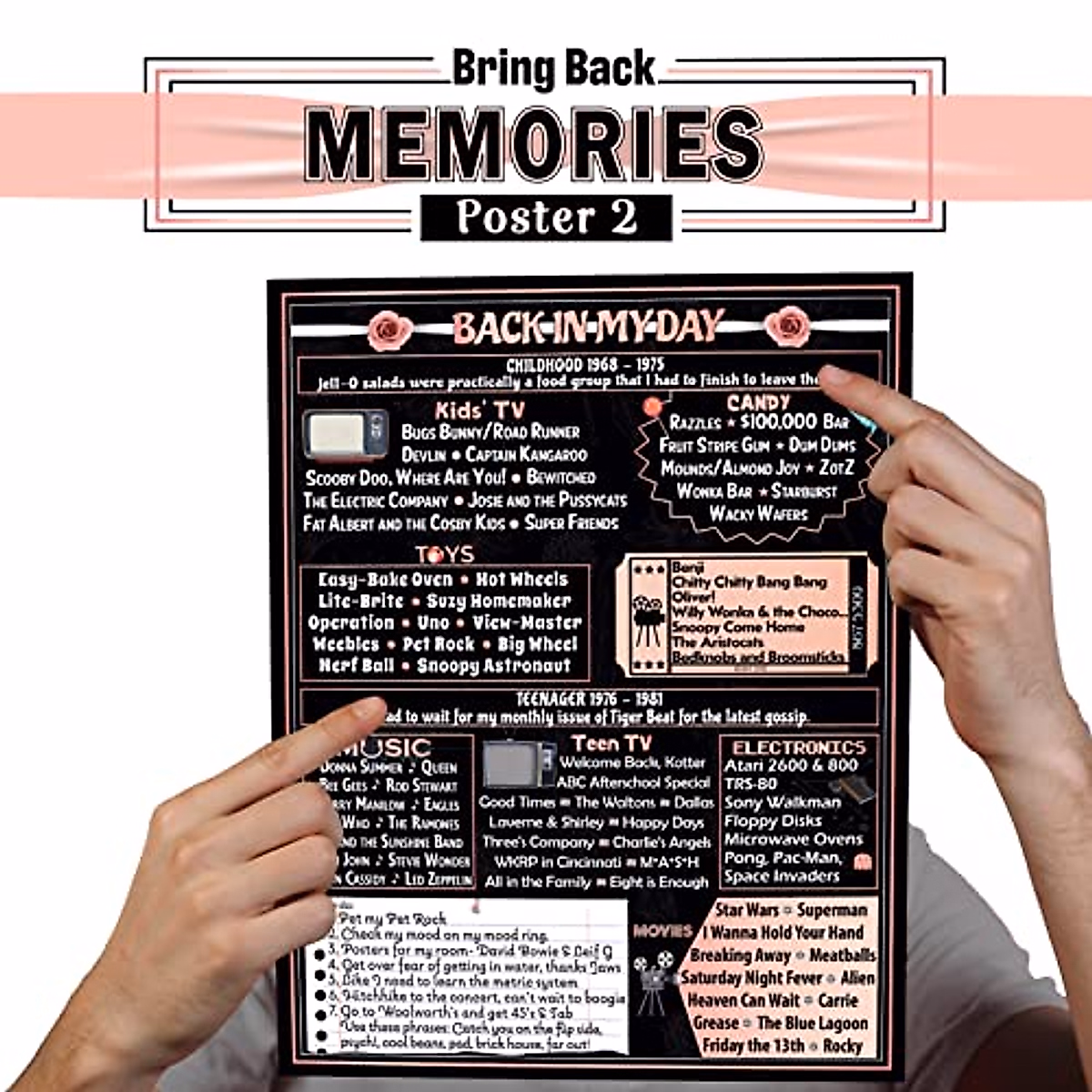 VAPARA DESIGNS 60th Birthday Decorations For Women - 3 Pack of Fun, Artistic 11x14 Rose Gold Birthday Posters - 60th Birthday Gifts For Women - 60 Years Ago - Back In 1963