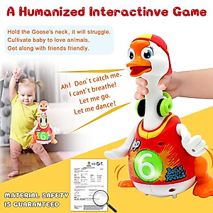 LAGSEAN Baby Toys 18 Months Hip-Hop Goose Early Education Kids Toys for 2 3+ Year Old Boys Girls Music/Walking/Flashing Lights/Dancing Toddlers Christmas Birthday Gifts (Random Color)