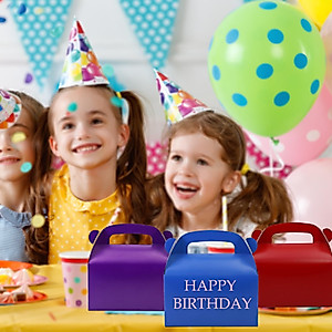 Oletx 30-Pack Bright Color Party Favor Treat Boxes, Candy Boxes, Gable Paper Gift Boxes with Handles. Perfect for Colorful Rainbow Theme Party