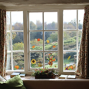 Beistle 90808 12-Piece Fall Thanksgiving Clings-1 Sheet, 12" x 17", Multicolor