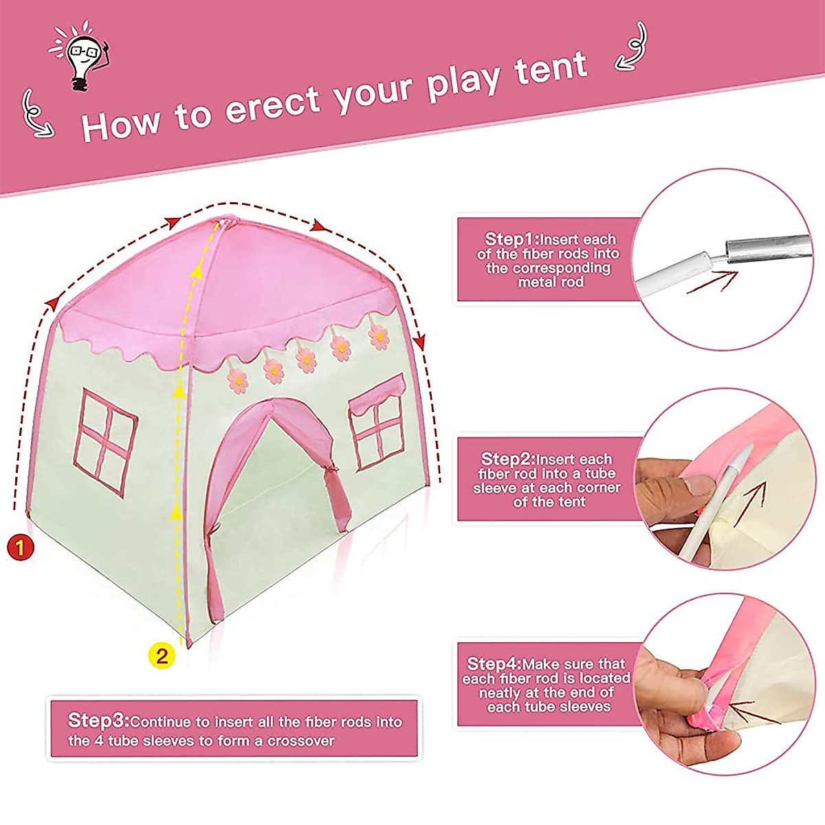 Kids Play Tent Princess Playhouse Pink Castle Playhouse.Outdoor Playhouse,Tent for Kids,Tents for Kids Play House.Toddler Tent.Pink Tent for Princess Tent