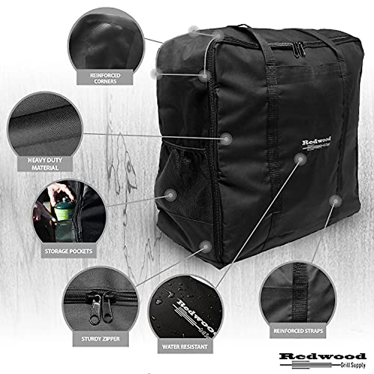 Portable 22" Hooded Griddle Carry Bag for Blackstone 22 Inch Griddle and Similar Table Top Grills, Includes Deluxe Storage Pockets for BBQ Toolkit Accessories, Utensils and Squeeze Bottles