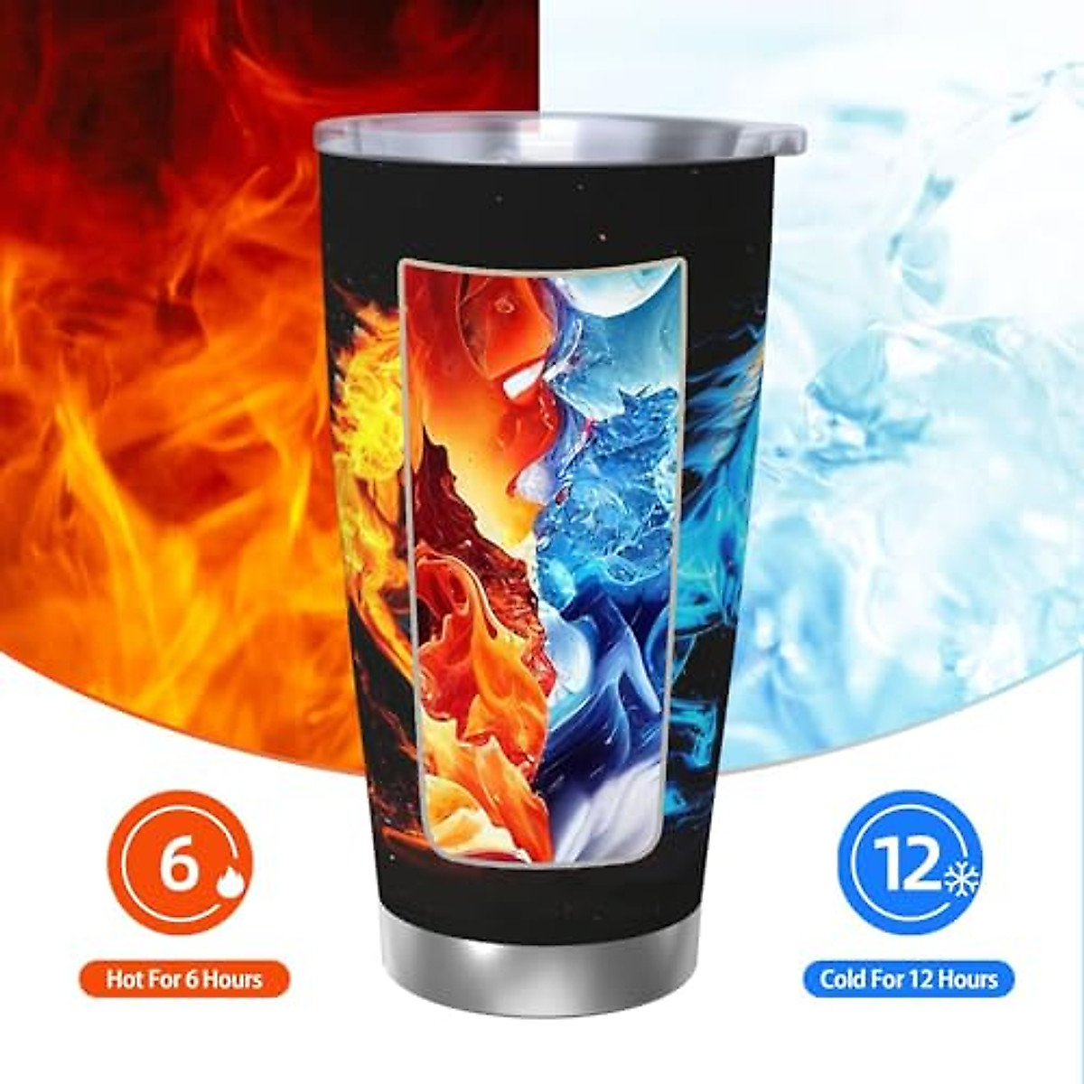 AYCZN Water Fire Horse 20 OZ Tumbler Stainless Steel Travel Coffee Mug, Galaxy Insulated Water Bottle with Lid and 2 StrawsLeakproof Thermal Cup