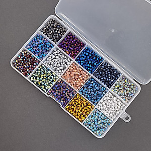 INSPIRELLE Approx 2400pcs 4mm Electroplated Multicolor Bicone Beads for Jewelry Bracelet Making Bulk Faceted Crystal Glass Briolette Beads