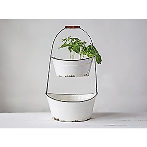 Creative Co-Op White 2 Tier Bucket 60-Non-Food Storage-Metal