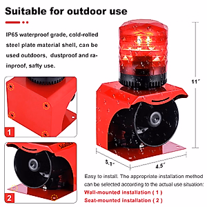 Saladulce Industrial Strobe Alarm Outdoor Alarm Siren and Strobe SF512 Emergency Warning Light Alarm 120dB with Remotes (AC110V) (AC 110V Without Plug)