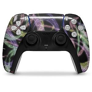 WraptorSkinz Skin Wrap compatible with Sony PS5 DualSense Controller Neon Swoosh on Black (CONTROLLER NOT INCLUDED)