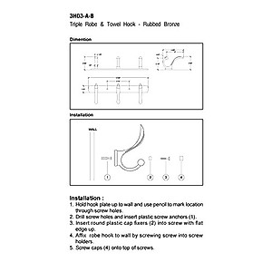 MODONA Large Triple Towel & Robe Hook – Rubbed Bronze