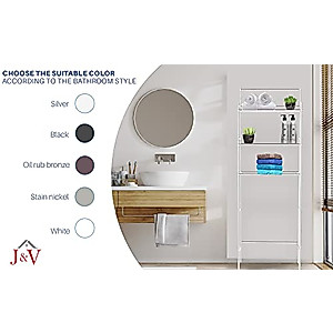 J&V TEXTILES 3-Shelf Bathroom Organizer Over The Toilet, Bathroom Spacesaver (Silver)
