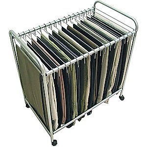 ROLLING PANTS TROLLEY (HOLDS UP TO 18 PAIRS OF PANTS AND INCLUDES 18 REMOVEABLE PANT HANGERS!)