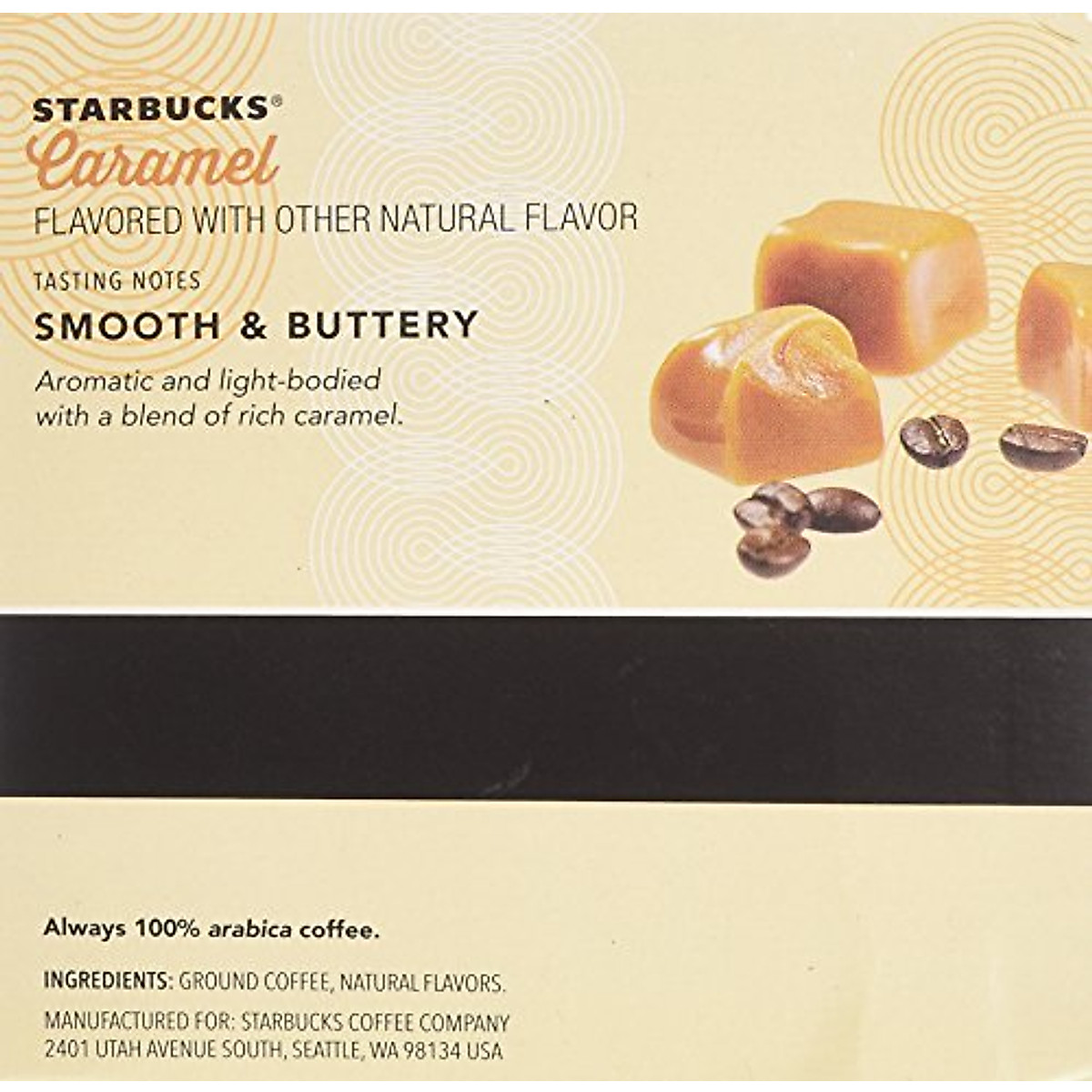 Starbucks Flavored Coffee K-Cup Pods, Caramel Flavored Coffee, Made without Artificial Flavors, Keurig Genuine K-Cup Pods, 10 CT K-Cups/Box (Pack of 1 Box)