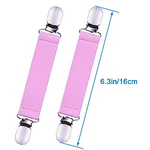 Wisdompro Mitten Clips, 4 Pieces Glove Clips with Elastic Strap for Toddlers, Kids, Adults - Gray and Pink