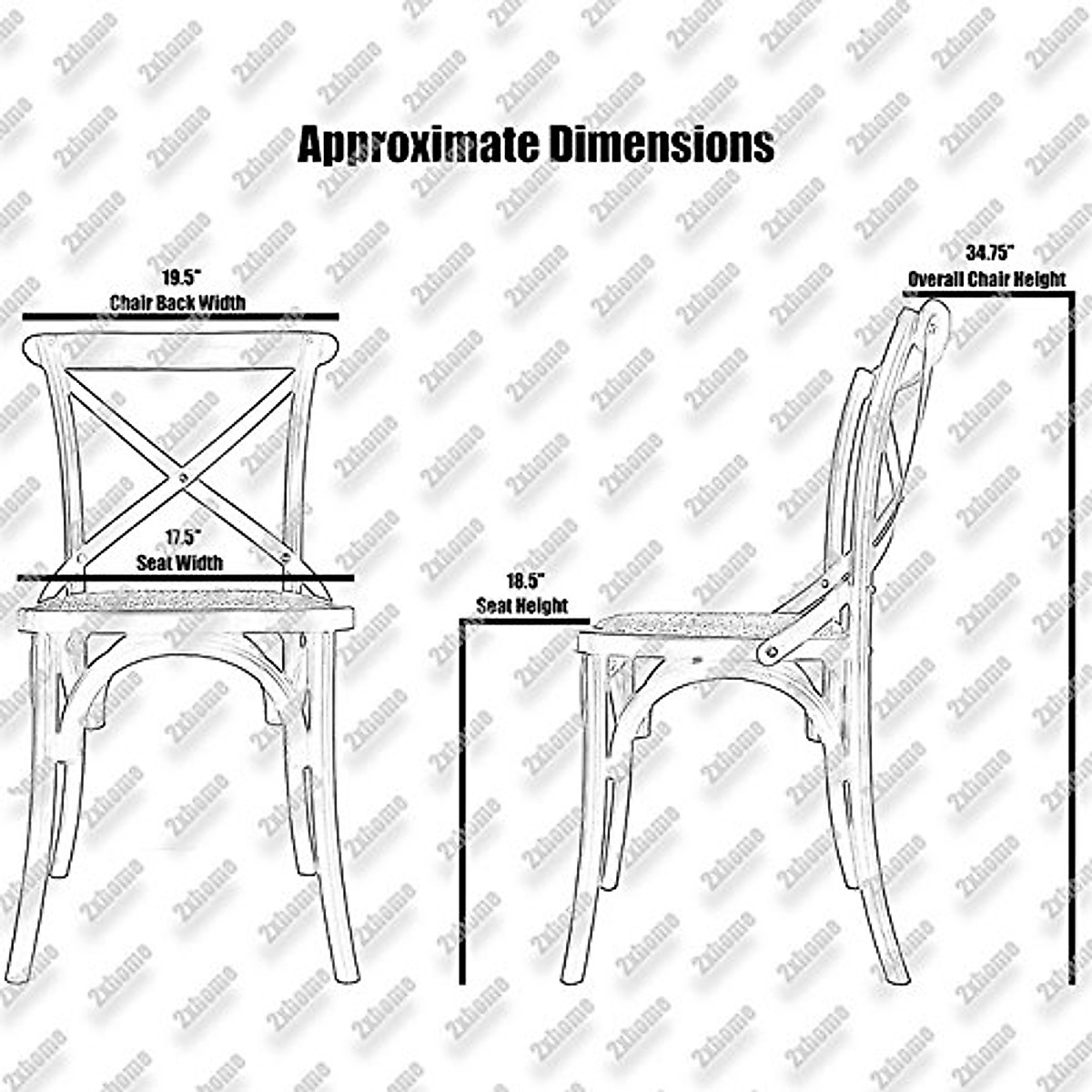 2xHome Cross Back Walnut Dining Chair