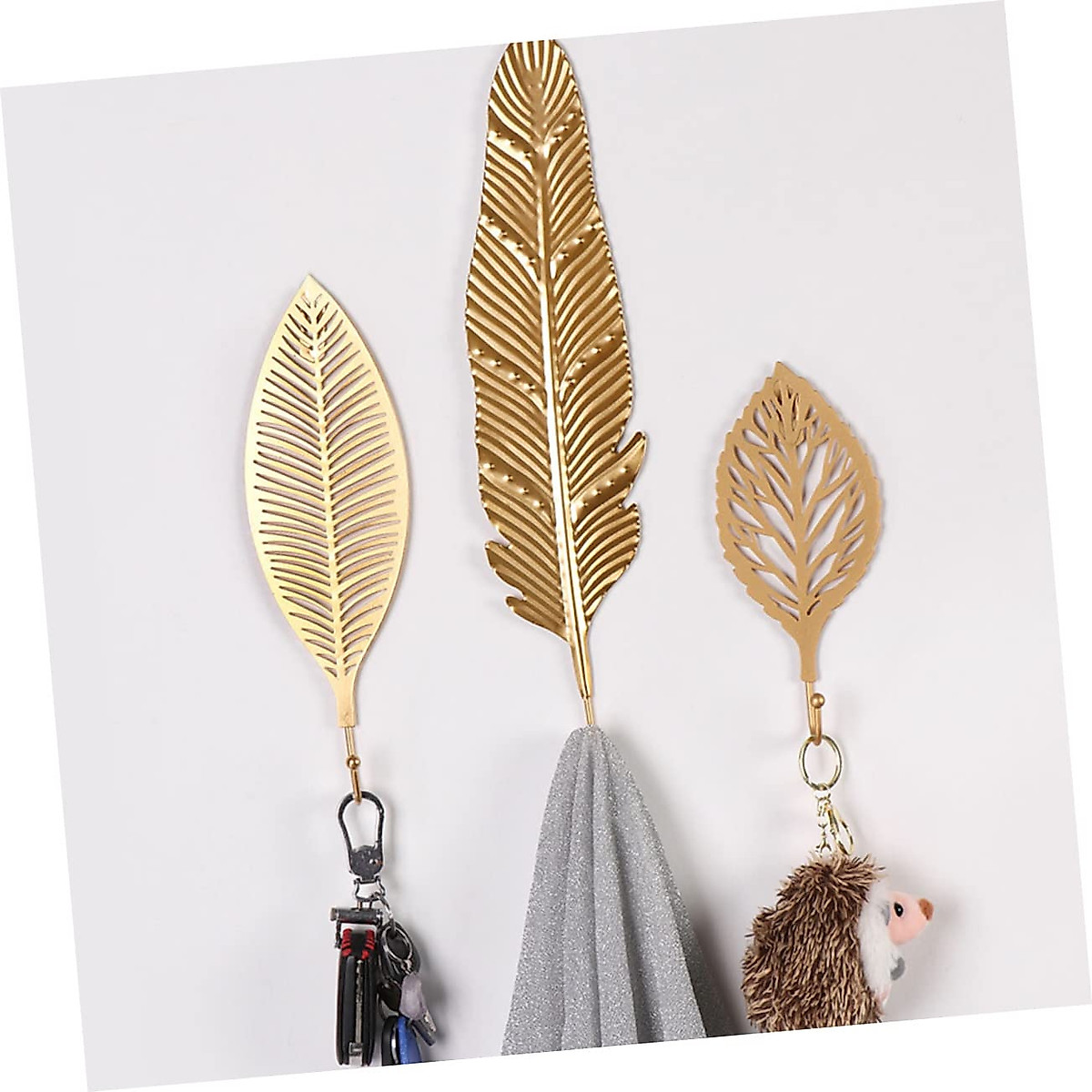 CAXUSD 7pcs Metal Wall Hooks Country Decor Iron Key Hook Rustic Decor Gold Leaf Wall Art Metal Signs Retro Decor Hat Hooks Country Hats Household Coat Hook Multifunction Robe Wrought Iron