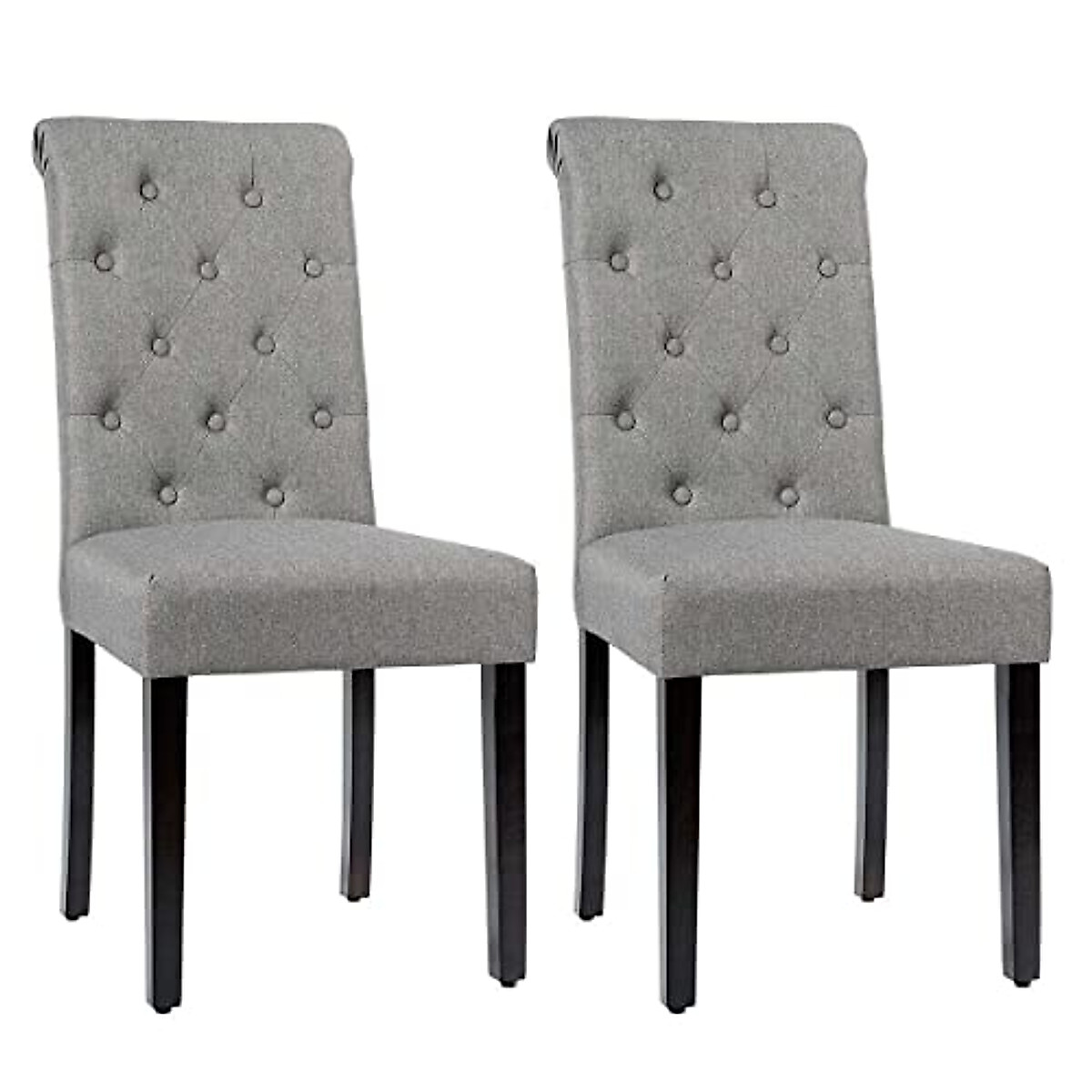 JHUS Set of 2 Tufted Dining Chair Parsons Upholstered Fabric Chair with Wooden Legs JHUS Dining Chairs Kitchen & Dining Room Chairs Dining Room Chairs Kitchen Chairs Dining Chair