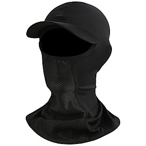 Cosmos Sun Protection Cooling Balaclava with Brim, Lightweight Breathable Sun Hood for Cycling, Fishing and Gardening (Black)