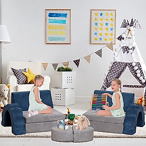 WEEKAN Kids Play Couch Set of 10 Modular toddler couch, Multifunctional Play Kids Sofa Great for Bedrooms and living room, Imaginative Kids Couch for Girls and Boys.