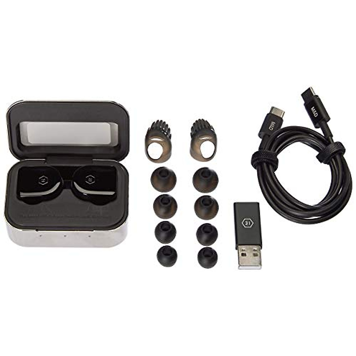 MASTER & DYNAMIC MW07 True Wireless Earphones - Bluetooth Enabled Noise Isolating Earbuds - Lightweight Quality Earbuds for Music, Piano Black (MW07PB) (Renewed)