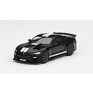 Truescale Miniatures Model Car Compatible with Ford Mustang Shelby GT500 Shadow Black Limited Edition 1/64 Diecast Model Car MGT00334