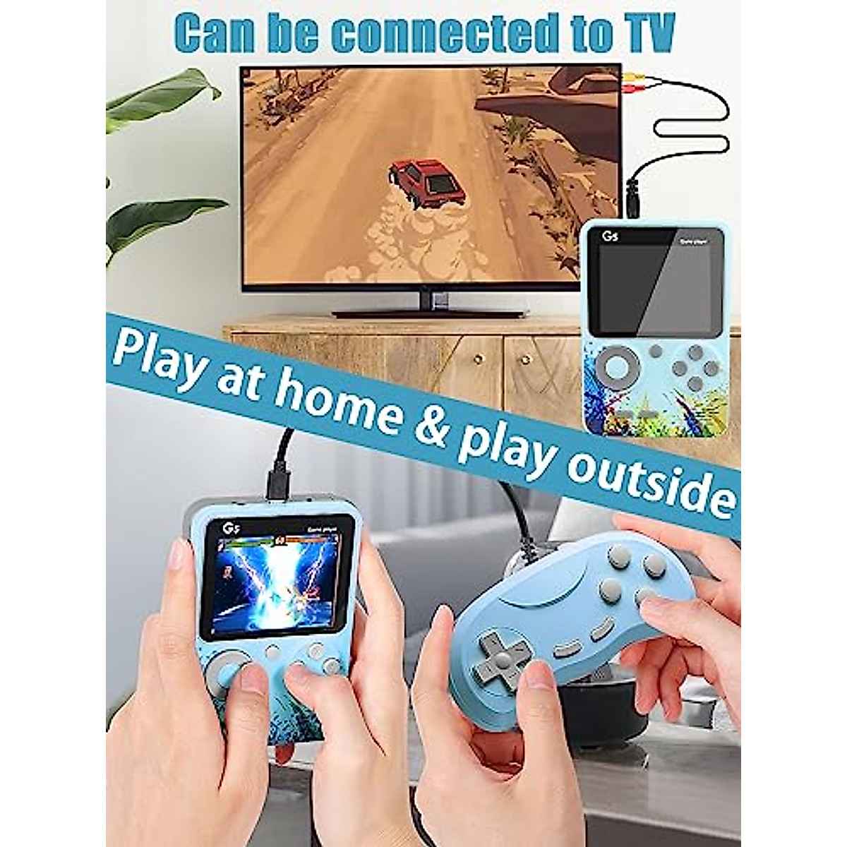 Fadist Handheld Game Console, Retro Mini Game Console with 500 Classic Games, 3.0 inch Screen, Rechargeable Battery, Portable Game Console, Support TV, Ideal Gift for Kids, Friend, Lover