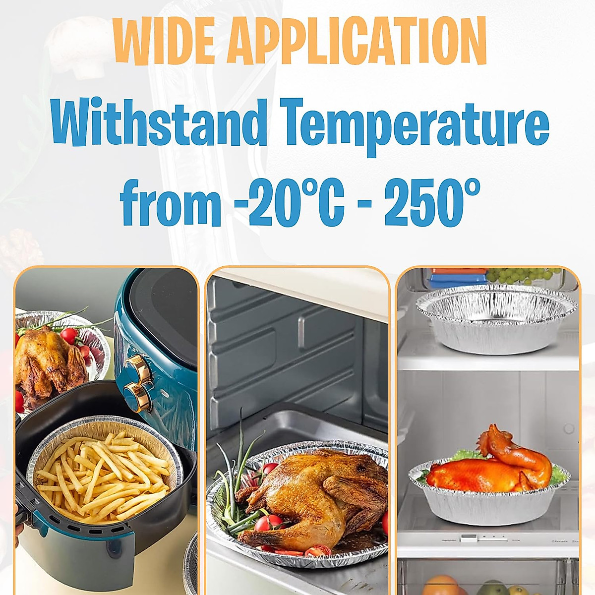 Fonteme Aluminum 7 Inch Round Foil Cake Pans with Plastic Lids – 50 Pack Pie Pans | BPA-Free, Freezer & Oven Safe,