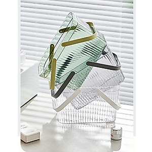 kamuavni Bath Toy Basket, Plastic Clean Caddy with Handle, Dorm Room Essentials Toiletry Caddy for Dorm College Bathroom Cleaning Camping 10.4×6.9×6.7inch,Transparent Grey