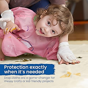 REDIBLUE Canvas Drop Cloth for Painting - Washable, Durable, Highly Absorbent Seamless Cotton Fabric, Multipurpose Protection for Floor, Carpet, Furniture, Indoor, Outdoor Use, 8oz, 6x9 ft