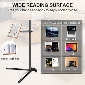 Laptop Stand for Couch, wishacc Height Adjustable Laptop Tray Tablet Book Stand for Reading in Bed, Compatible with Ipad Pro 12.9 Inch, Surface Laptop, Ipad Air, Ipad Mini,MacBook Pro/Air