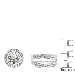 Dazzlingrock Collection Round White Diamond Crisscross Enhancer Guard Anniversary Band for Women (0.40 CT) in 14K White Gold Size 7