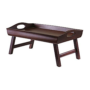 23.5" Antique Walnut Elegant Sedona Rectangular Bed Tray with Foldable Legs and Large Handle
