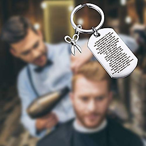 FUSTMW Hairdresser Prayer Keychain Hairstylist Gifts Scissor Charm Hairdresser Jewelry Gifts for Hair Stylist Cosmetology Graduation Gifts (SILVER)