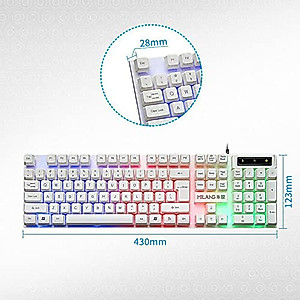 B Blesiya Mechanical Keyboard 104 Keys Gaming Keyboard for PC Gamer Computer Laptop, White Keyboard