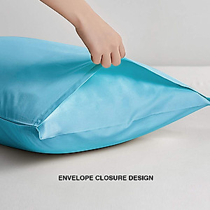 FLXXIE Microfiber Pillow Cases Standard Size, Soft Pillowcases with Envelope Closure, Wrinkle, Stain Resistant Pillow Covers, 20x26, Blue