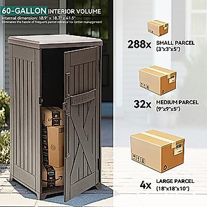 YITAHOME 60 Gallon Large Package Delivery and Storage Box with Lockable Secure, Double-Wall Resin Outdoor Package Delivery and Waterproof Deck Box for Porch, Curbside, 8.5 Cubic feet, Brown